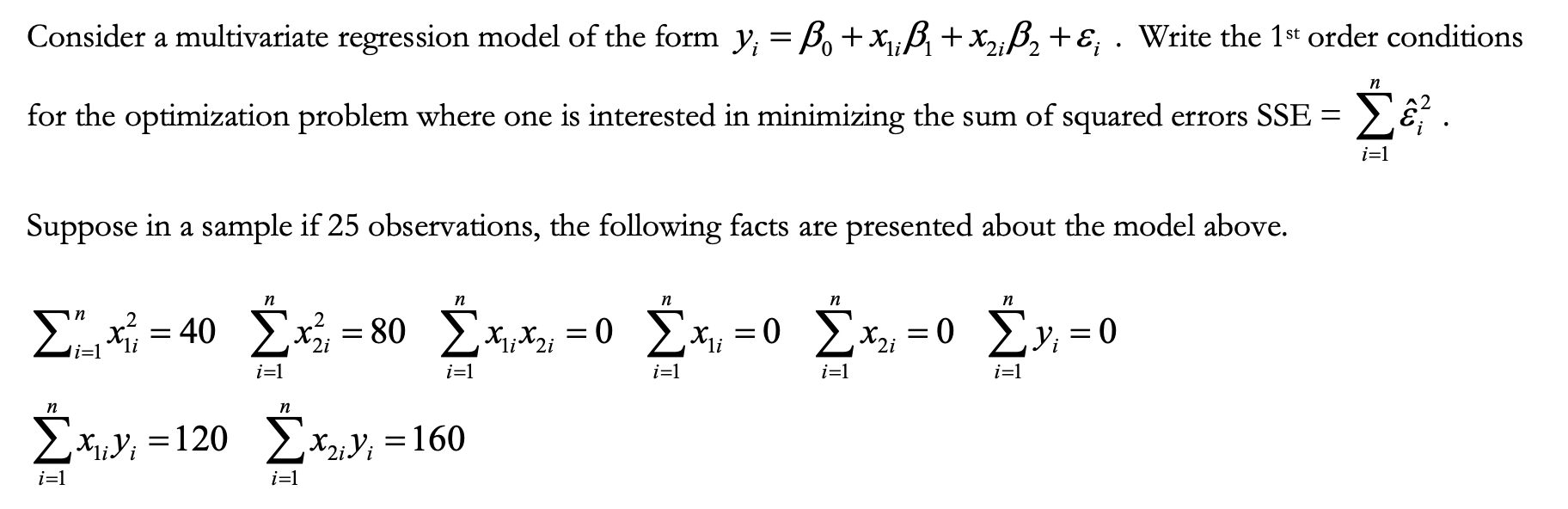 Solved Consider a multivariate regression model of the form | Chegg.com