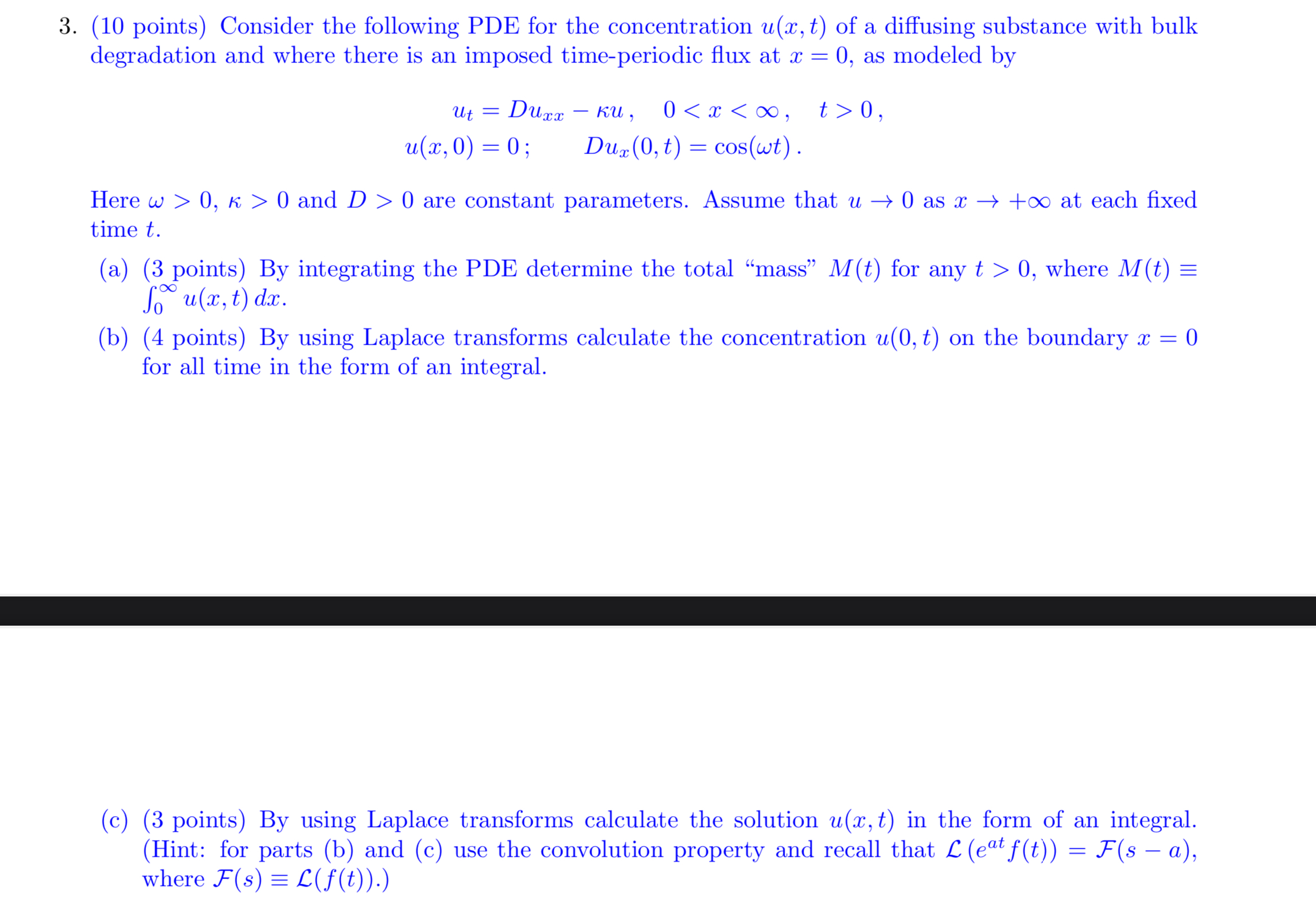 Solved (10 ﻿points) ﻿Consider the following PDE for the | Chegg.com