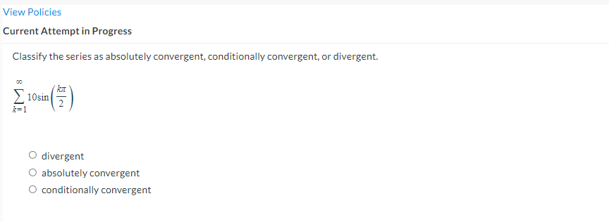 Solved View Policies Current Attempt in Progress Classify | Chegg.com