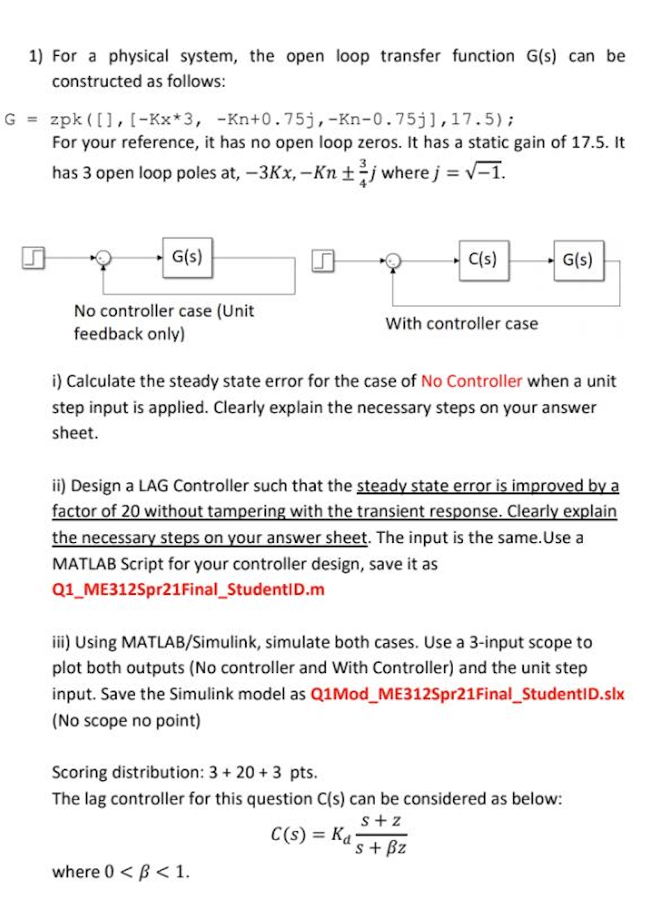 Solved 1) For a physical system, the open loop transfer | Chegg.com