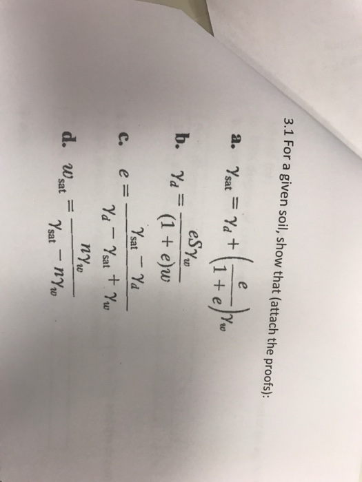 Solved For a given soil, show that (attach the proofs): a. | Chegg.com