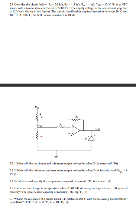 2.1 Consider the circuit below. | Chegg.com