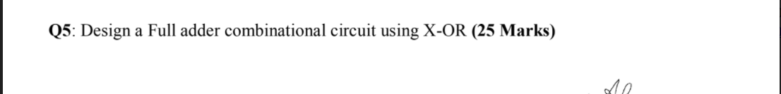 Solved Q5: Design a Full adder combinational circuit using | Chegg.com
