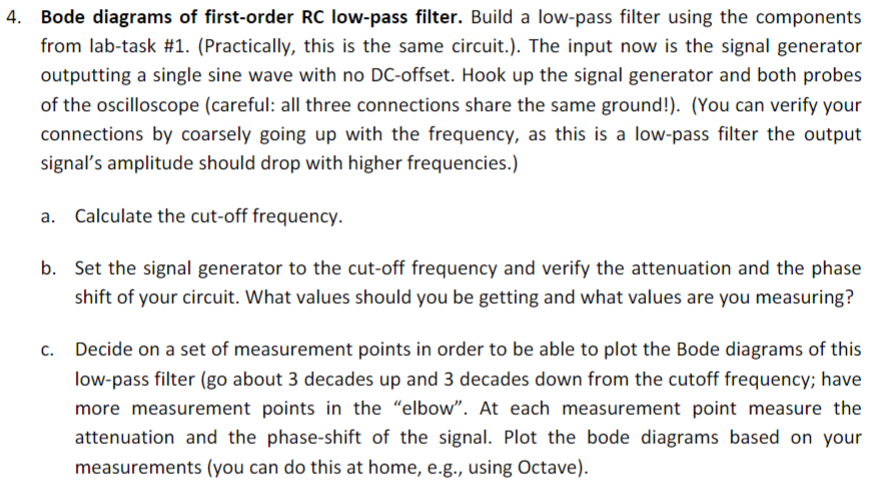 4. Bode diagrams of first-order RC low-pass filter. | Chegg.com