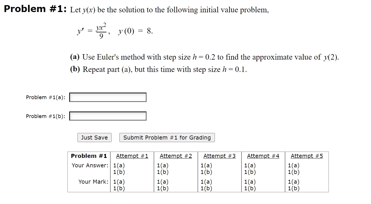 Solved Problem \# 1: Let y(x) be the solution to the | Chegg.com