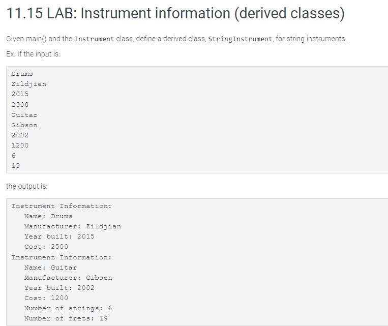 Solved InstrumentInformation.java import | Chegg.com