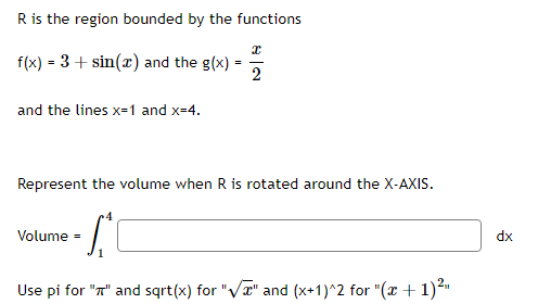 Solved R is the region bounded by the functions | Chegg.com