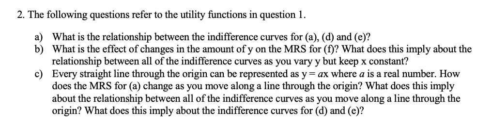 Solved 1. For each of following utility functions graph the | Chegg.com
