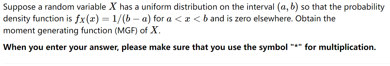 Solved Suppose a random variable X has a uniform | Chegg.com