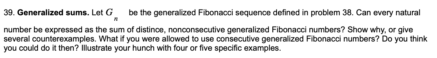 Solved Generalized sums. Let Gn ﻿be the generalized | Chegg.com