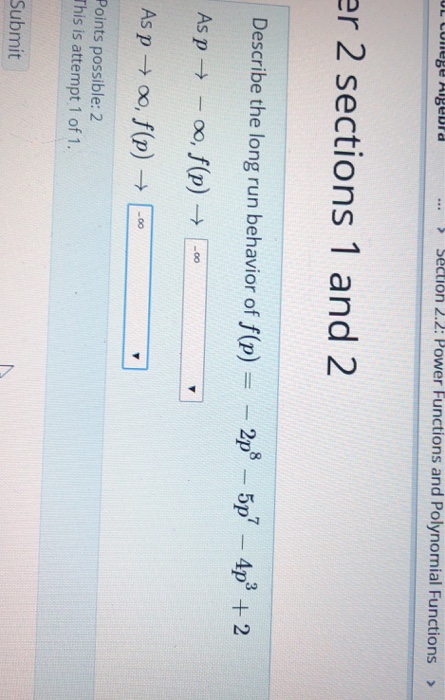Solved ..Secion 2.2: Power Functions and Polynomial | Chegg.com