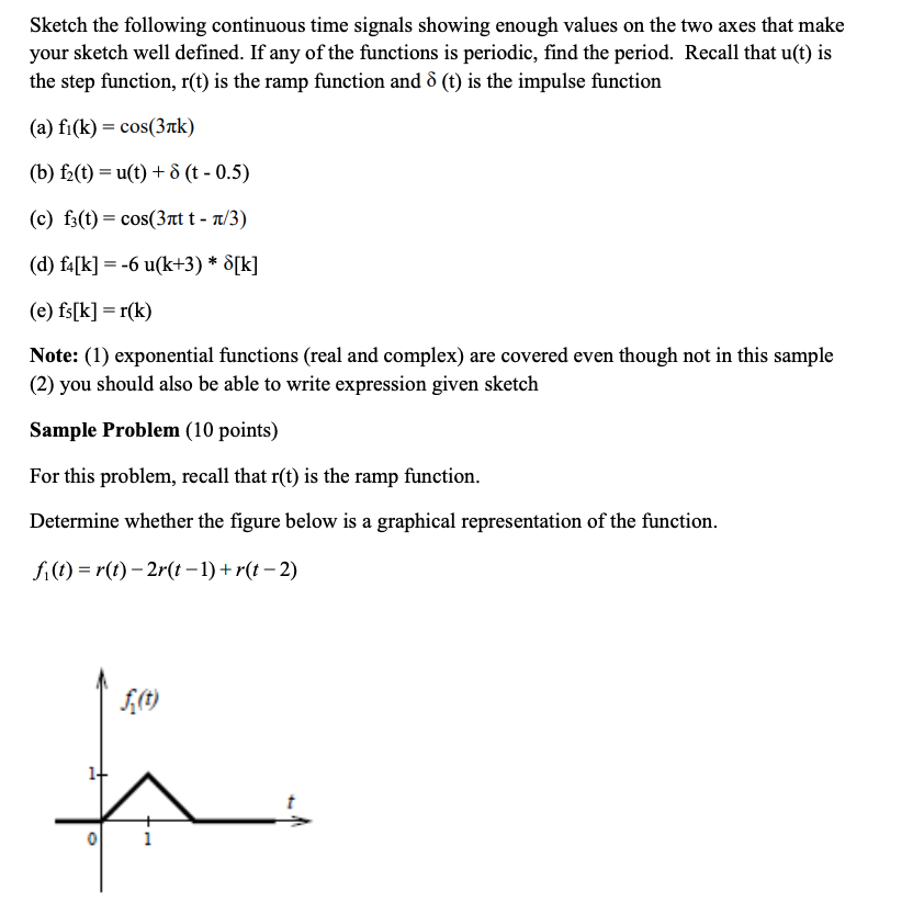 Solved Sketch the following continuous time signals showing | Chegg.com