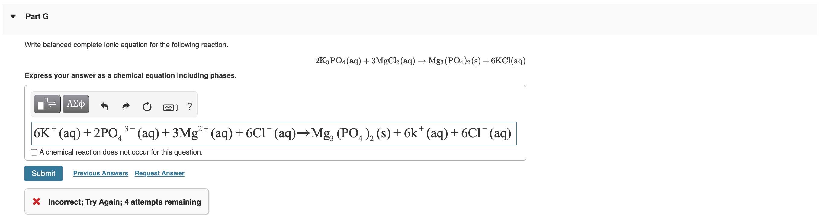 Solved Write balanced complete ionic equation for the | Chegg.com