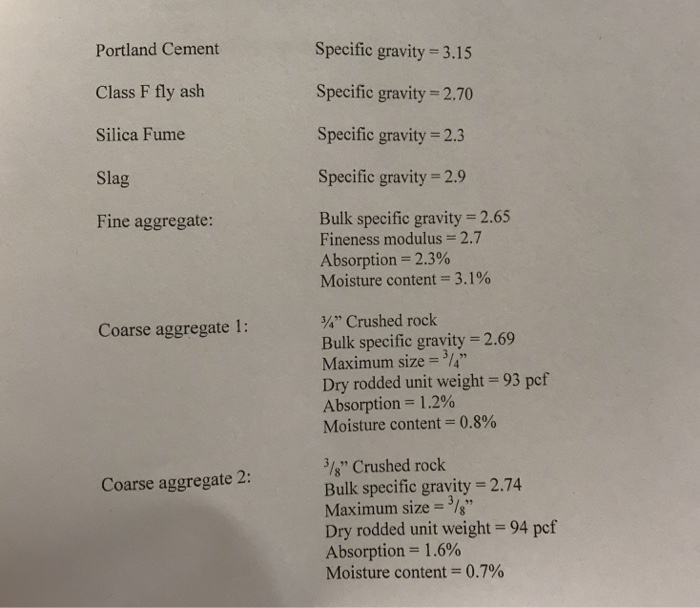 Solved 9. In the specific gravity of coarse aggregate | Chegg.com