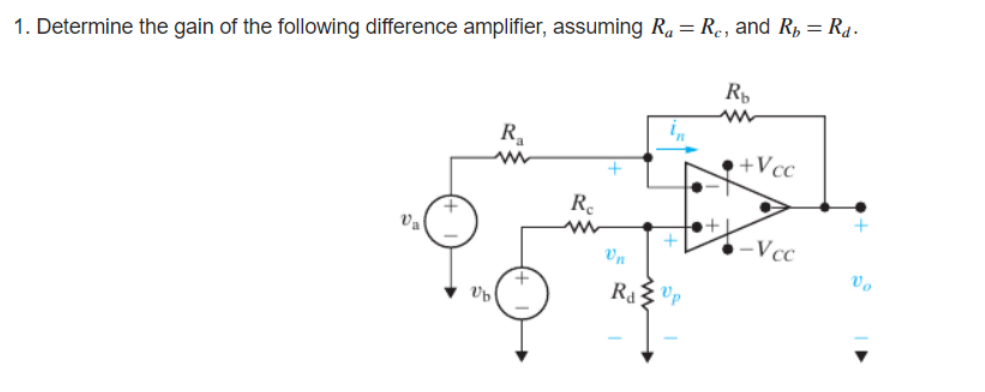 Solved 1. Determine the gain of the following difference | Chegg.com