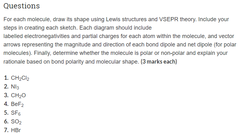 Solved For each molecule, draw its shape using Lewis | Chegg.com