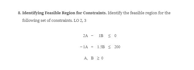 Solved 8. Identifying Feasible Region for Constraints. | Chegg.com