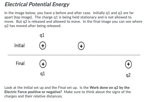 Solved Electrical Potential Energy In the image below, you | Chegg.com