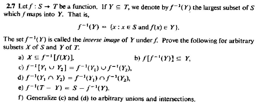 Solved Let f:S→ ﻿Tbe a function. If ﻿YsubsetT, we ﻿denote | Chegg.com