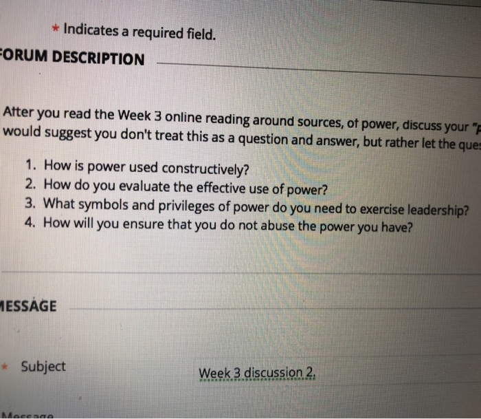 Solved * Indicates a required field. ORUM DESCRIPTION Atter | Chegg.com