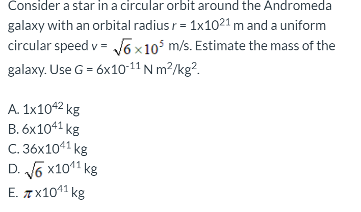 Solved Consider a star in a circular orbit around the | Chegg.com
