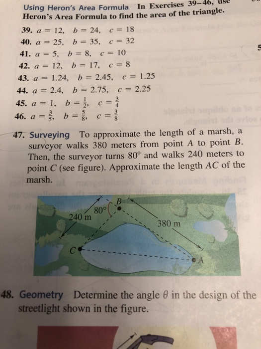 Solved Using Heron's Area Formula In Exercises 39-46, lge | Chegg.com