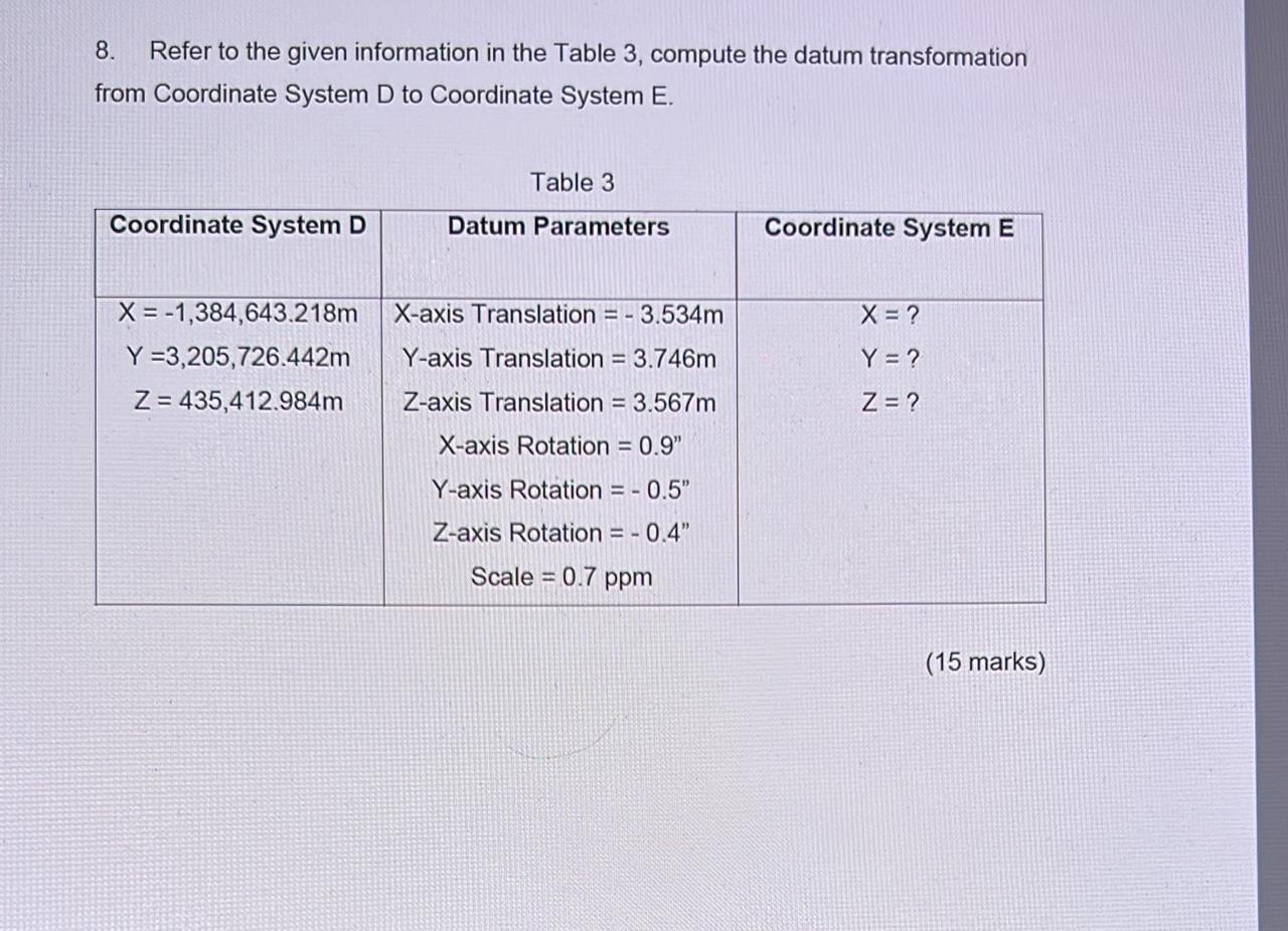 Solved 8. Refer to the given information in the Table 3 , | Chegg.com
