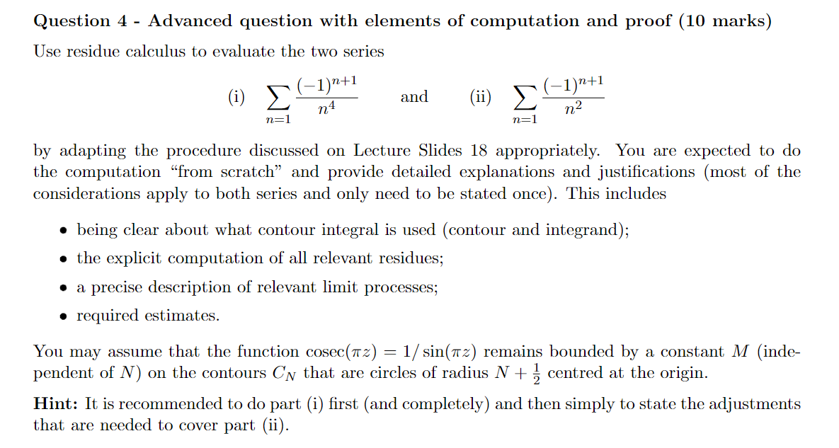 Solved Use residue calculus to evaluate the | Chegg.com