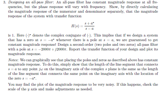 Solved 3. Designing an all-pass filter: An all-pass filter | Chegg.com