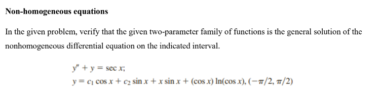 Solved Non-homogeneous equationsIn the given problem, verify | Chegg.com