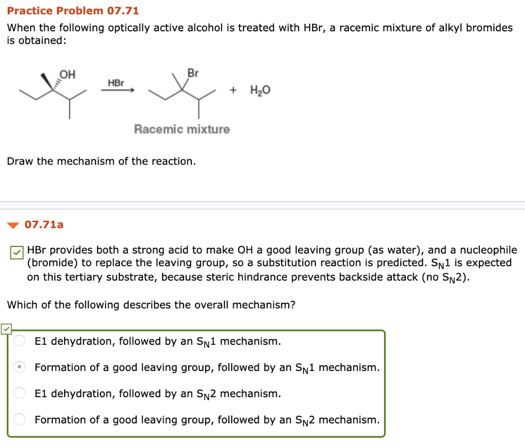 Solved Practice Problem 07.70a Draw the mechanism for the | Chegg.com