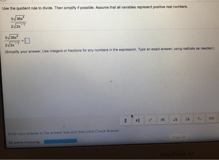 Solved Use the quotient rule to divide. Then simplify if | Chegg.com