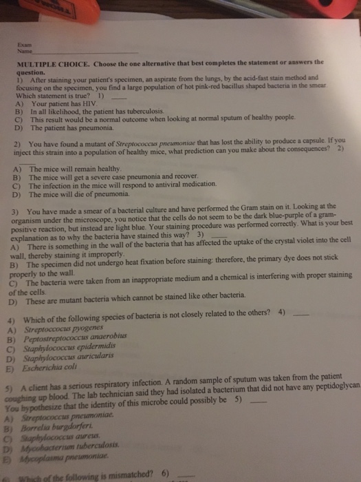 Solved Exam Name MULTIPLE CHOICE. Choose the one alternative | Chegg.com