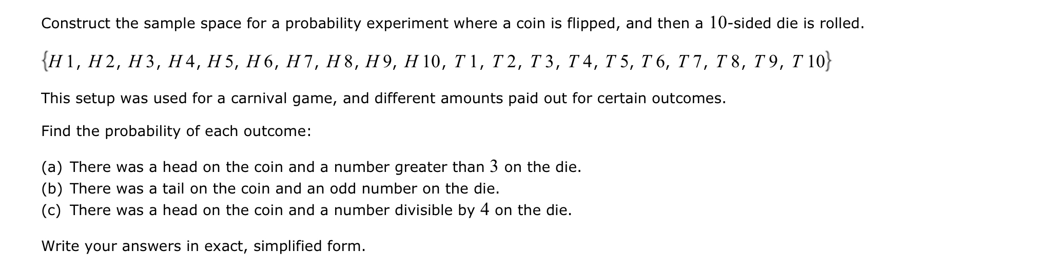 Solved Construct the sample space for a probability | Chegg.com