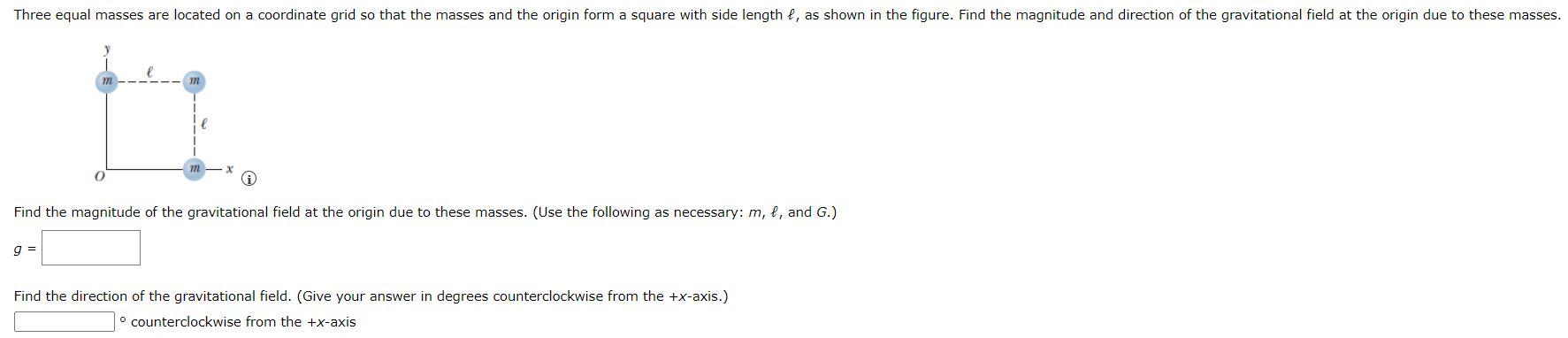 Solved Three equal masses are located on a coordinate grid | Chegg.com