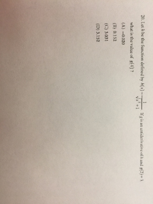 Solved Let h be the function defined by h(x) = 1/squareroot | Chegg.com