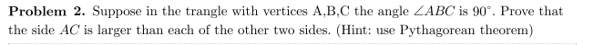 Solved Problem 2 Suppose In The Trangle With Vertices A B C