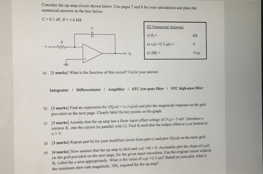 Consider the op-amp circuit shown below. Use pages 7 | Chegg.com