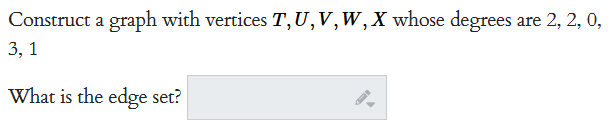 Solved Construct a graph with vertices T,U,V,W,X whose | Chegg.com