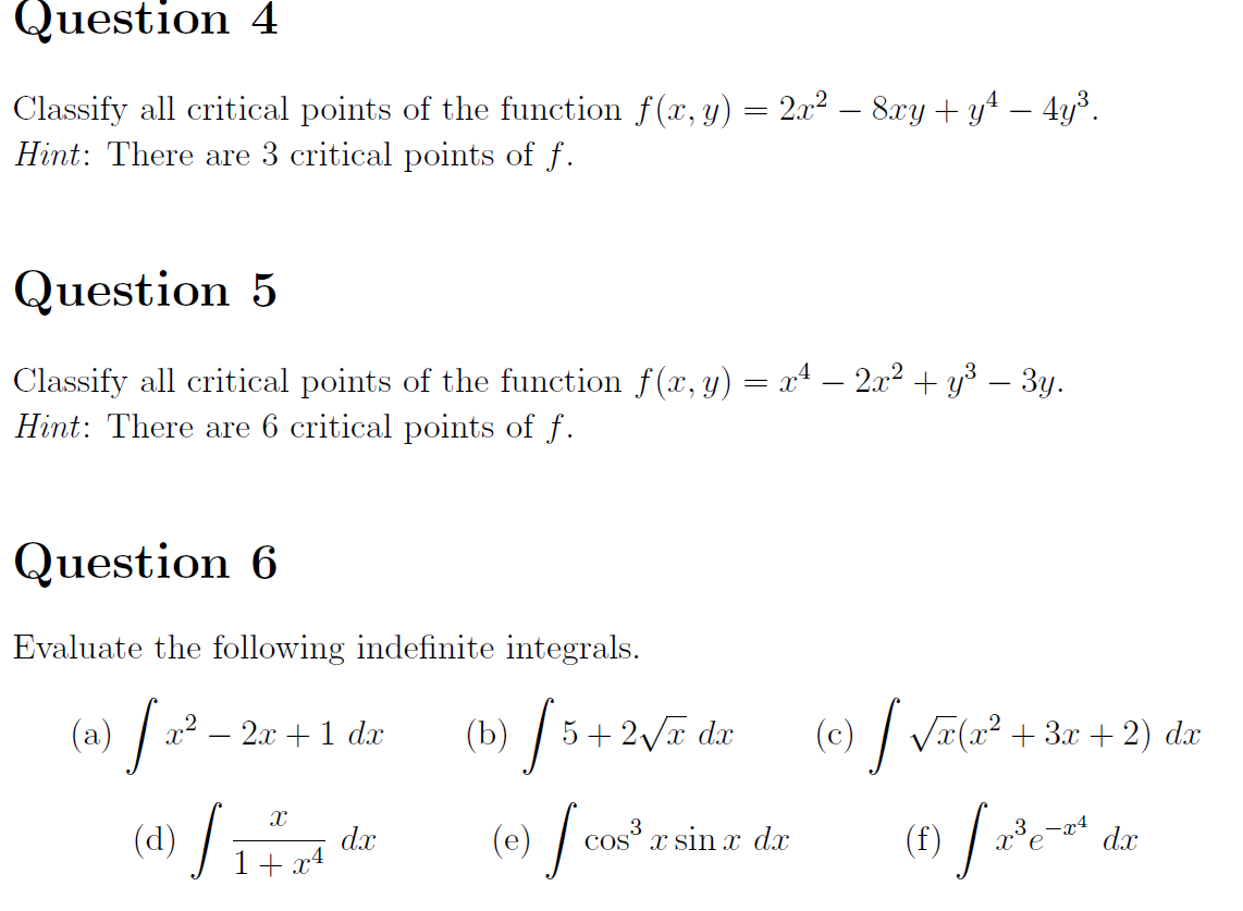 Solved Classify all critical points of the function | Chegg.com