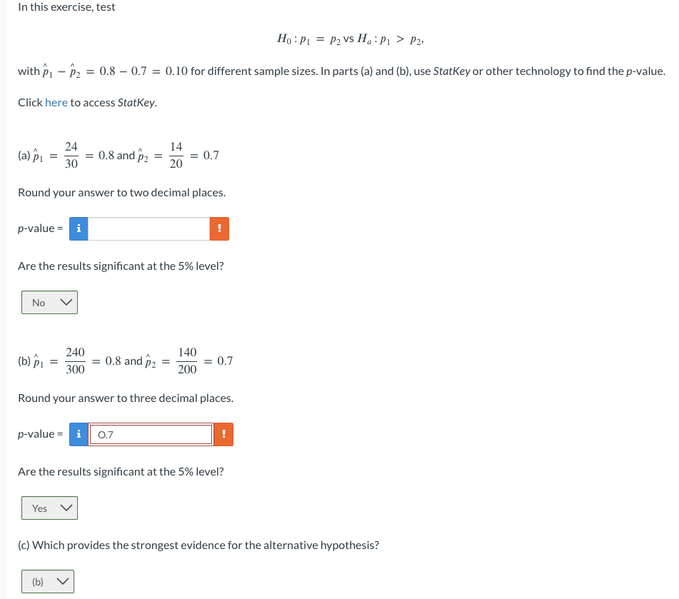 Solved I cannot figure out the p-value for the first set | Chegg.com
