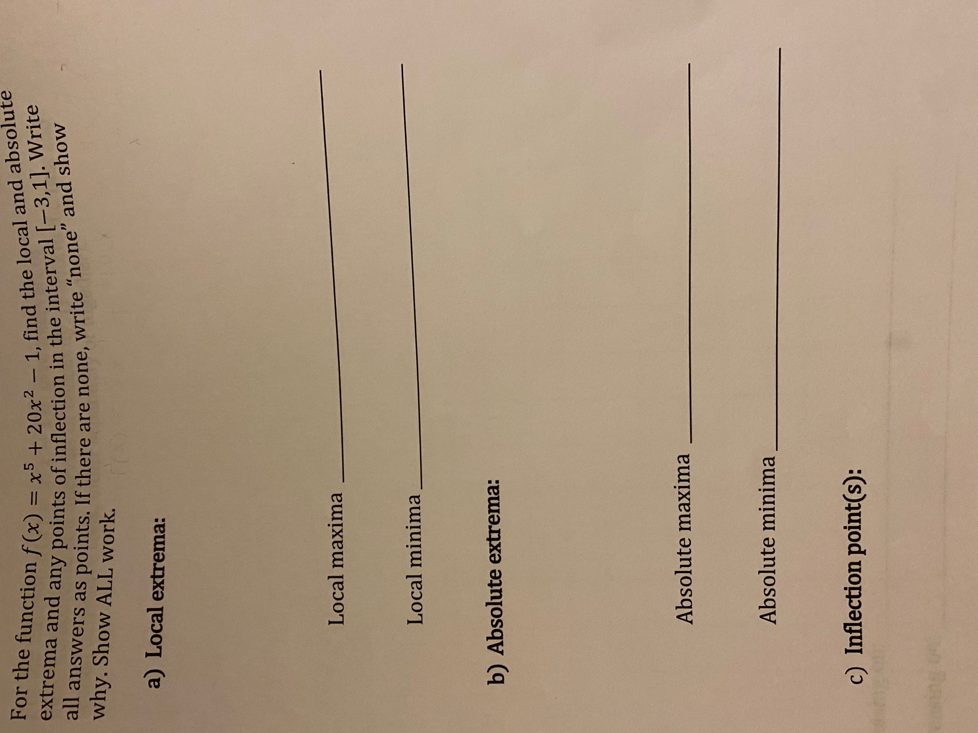 Solved extrema and any points of inflection in the interval | Chegg.com