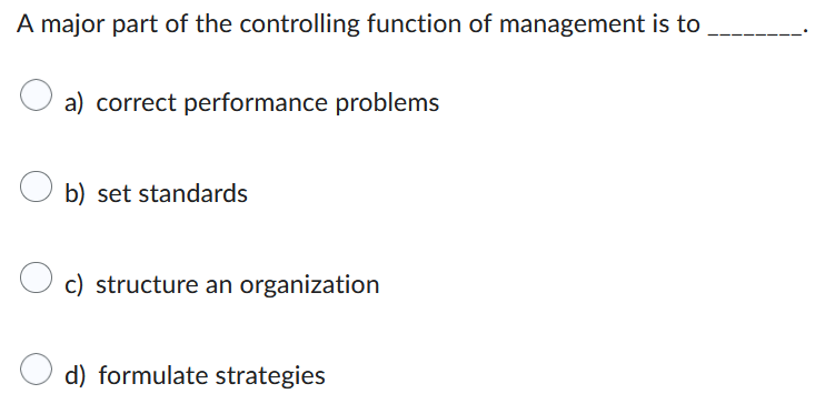 Solved A Major Part Of The Controlling Function Of