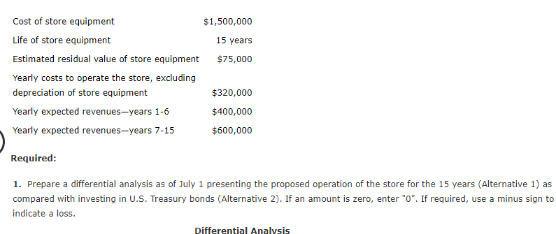 Solved Differential Analysis Involving Opportunity Costs On | Chegg.com