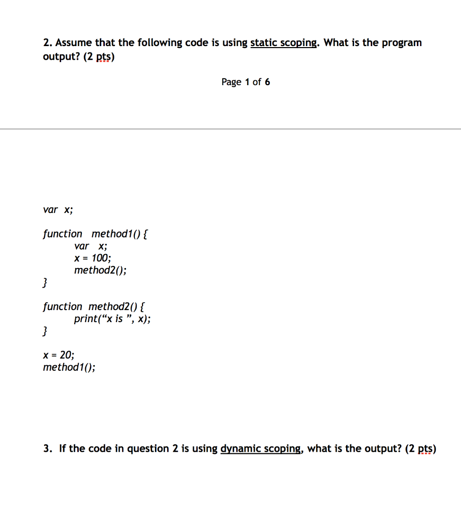 Solved 2. Assume that the following code is using static | Chegg.com