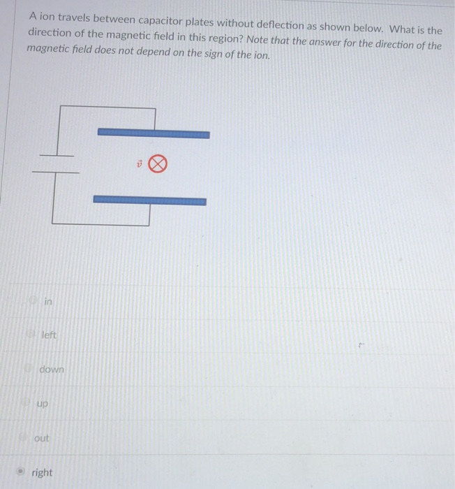 Solved A ion travels between capacitor plates without | Chegg.com