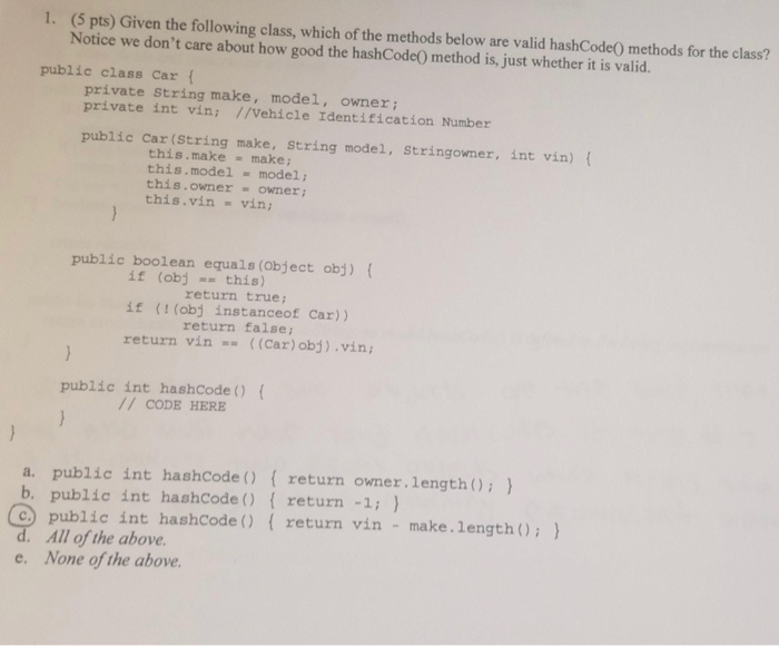 Solved 1. (4 pts) Assume you are implementing an | Chegg.com