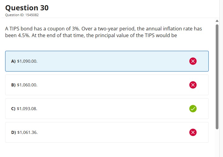 Solved Question 30Question ID: 1545082A TIPS bond has a | Chegg.com