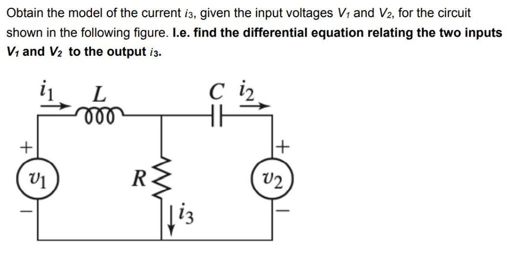 Solved Find the governing differential equations for i1, i2, | Chegg.com
