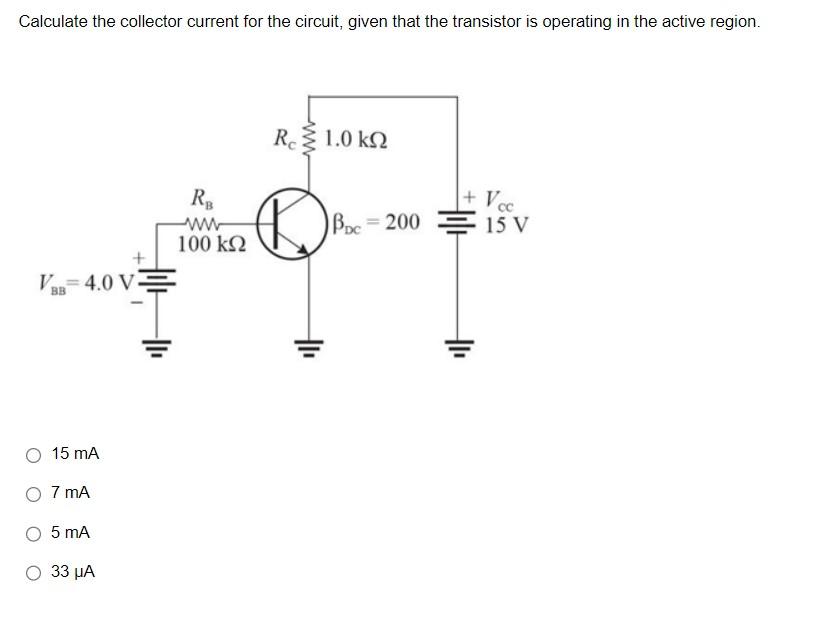 Solved Calculate the collector current for the circuit, | Chegg.com